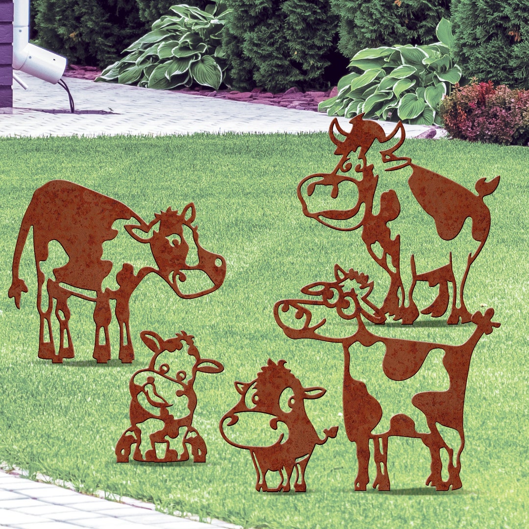 Cow CNC Cut DXF File, Funny Cows and Bull Laser Dwg Files, Cartoon Barn ...