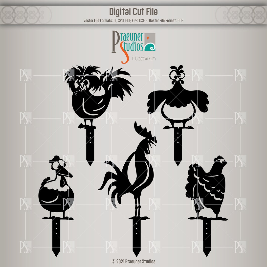 Funny Hens and Rooster Laser Dwg Files, Chickens CNC Cut File, Barn ...