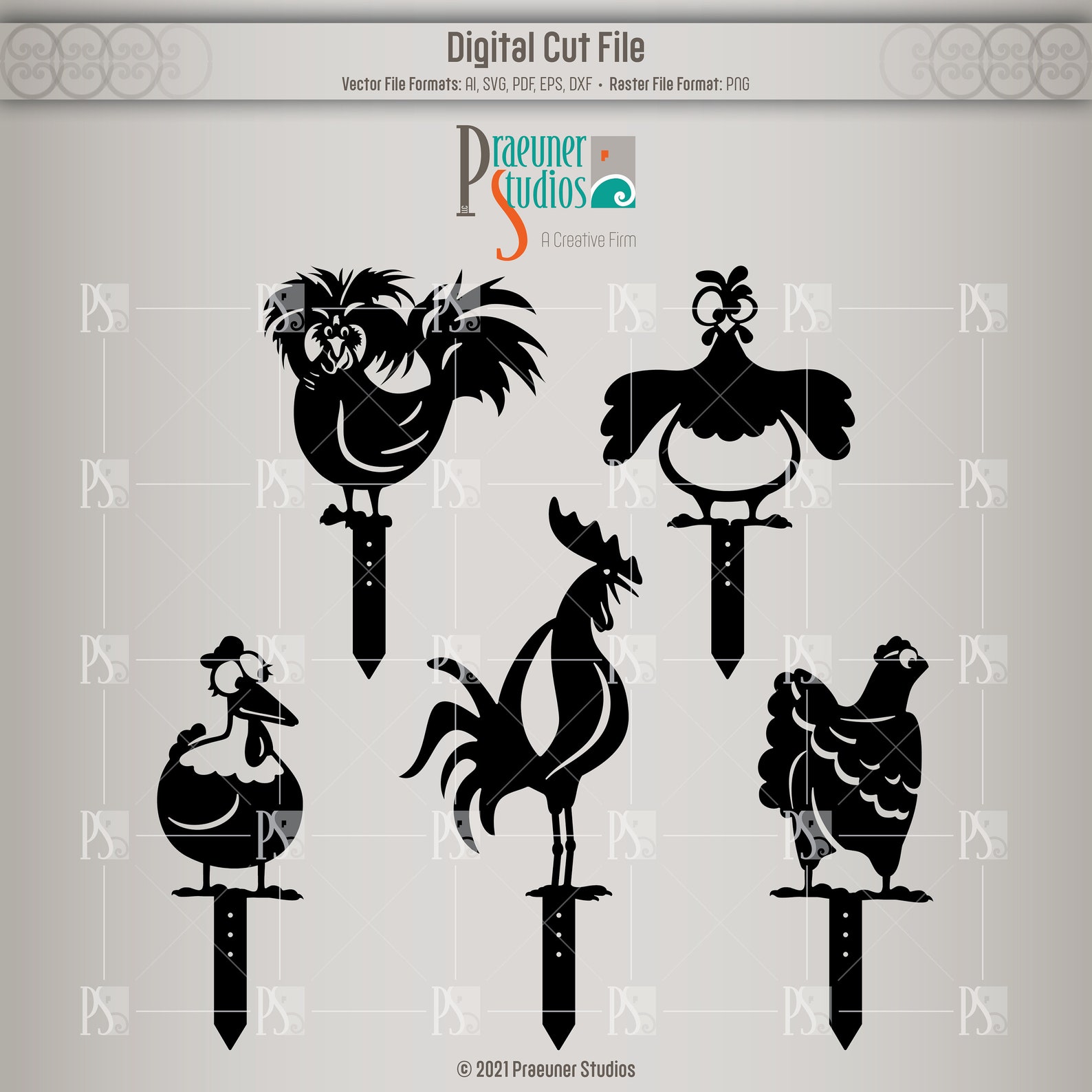 Chickens CNC Cut File, Funny Hens and Rooster Laser Dwg Files, Barn ...