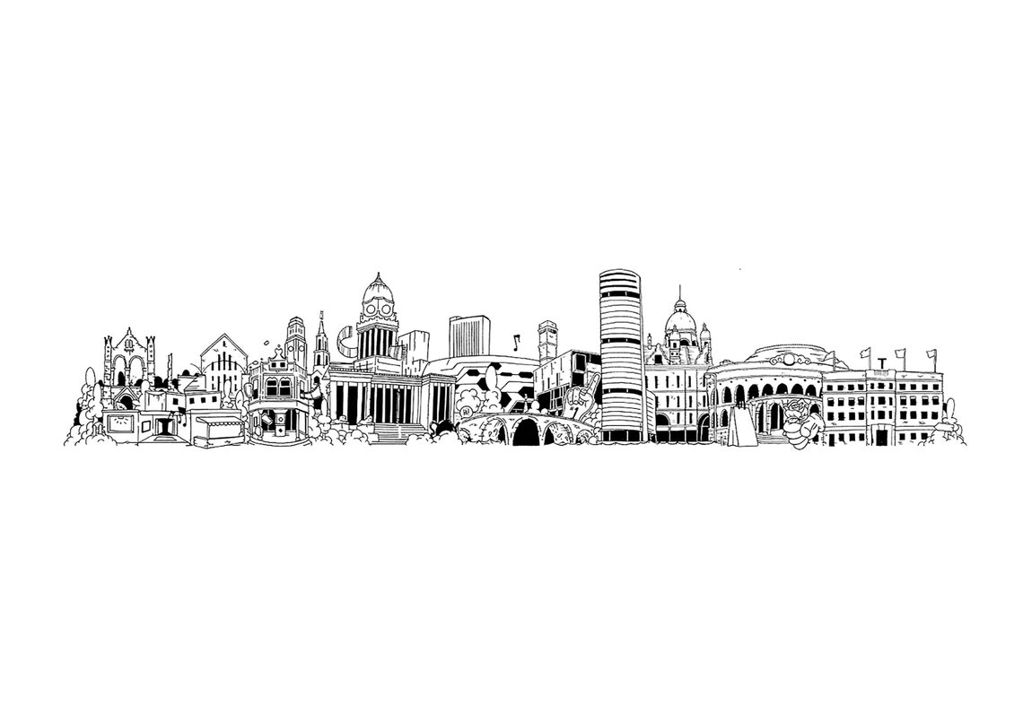 Leeds City Skyline - Hand-drawn Illustration A3 Art Print *free UK ...