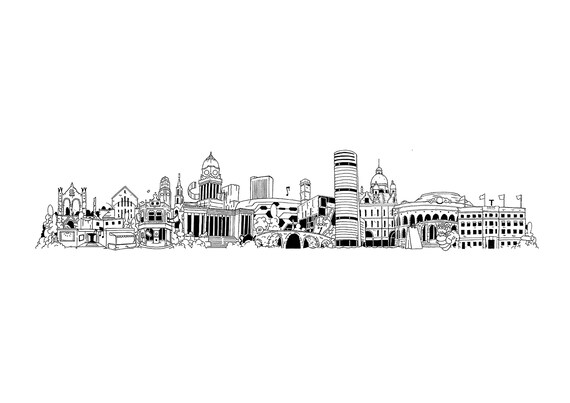 Leeds City Skyline Hand-drawn Illustration A3 Art Print | Etsy