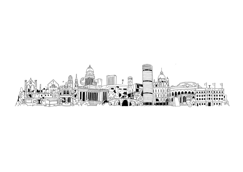 Leeds City Skyline - Hand-drawn Illustration A3 Art Print *free UK ...