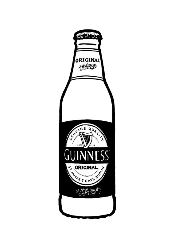 Guinness Original Stout bottle Hand-drawn illustration print | Etsy