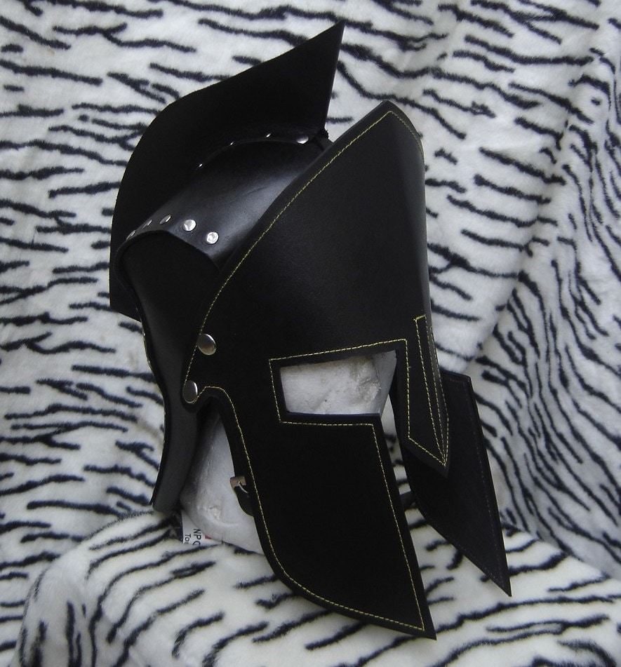 Real Leather Spartan Helmet Roman Armour Fantasy Knight Helmet | Etsy
