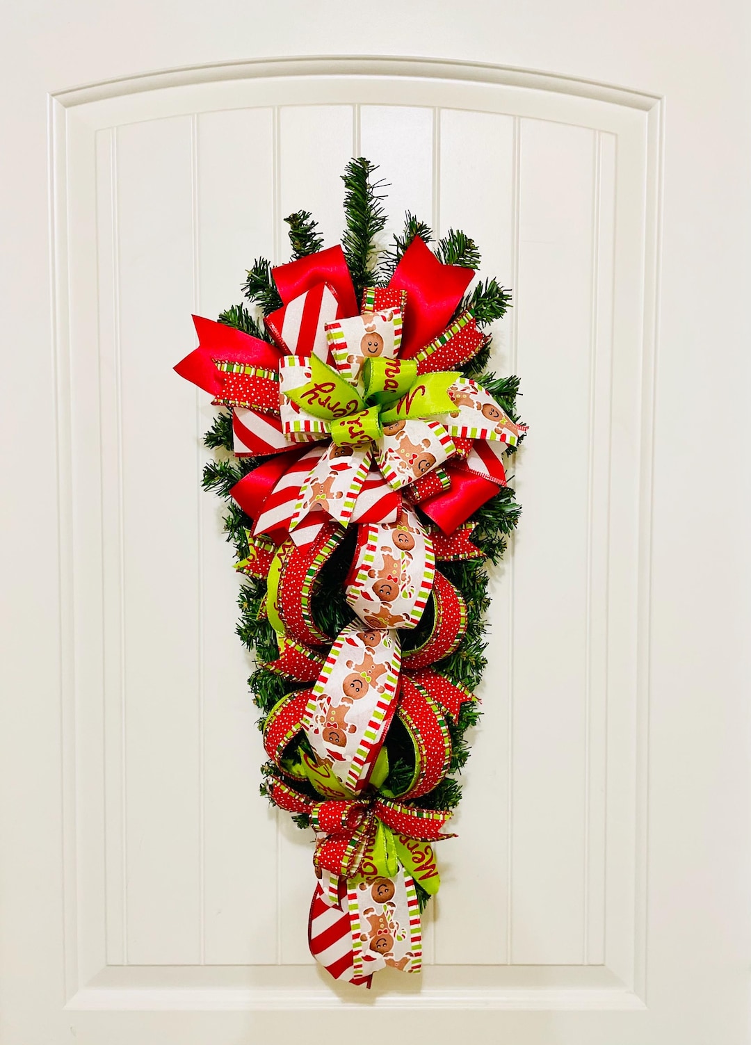 Gingerbread Man Christmas Teardrop Swag - Etsy