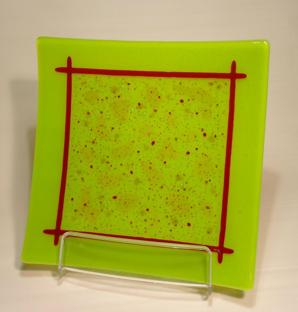 Square Fused Glass Plate. Opaque Spring Green Fused Glass W/ - Etsy