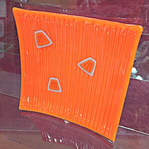 Square Fused Glass Plate. Orange Fused Glass. 7 1/4 - Etsy