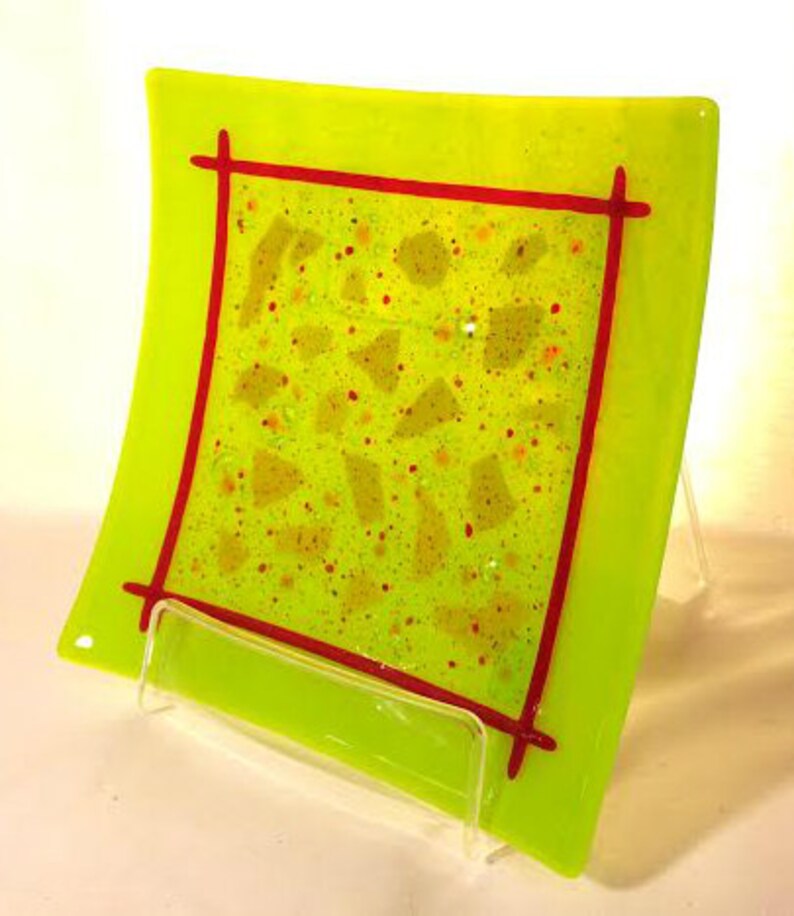 Square Fused Glass Plate. Opaque Spring Green Fused Glass W/ - Etsy