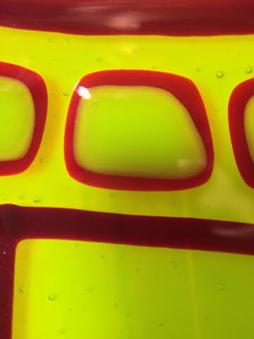 Square Fused Glass Plate. Opaque Spring-green/vermilion-red - Etsy