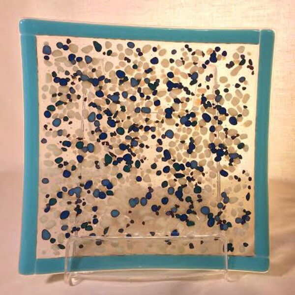 Aqua Glass Plates - Etsy