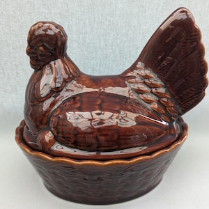 Ceramic Chicken, Egg Holder, Glass Hen, French Hen, Majolica, Vintage ...