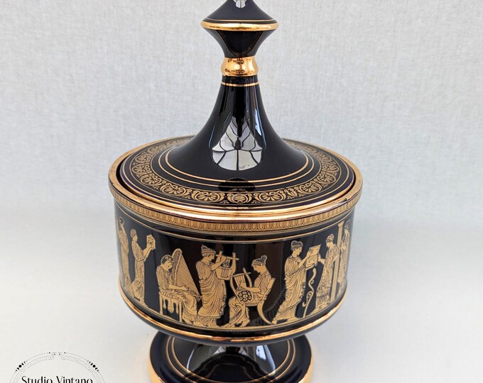 Greek Pottery, Spyropoulos, Cobalt Blue, Gold, Greek, Classical ...