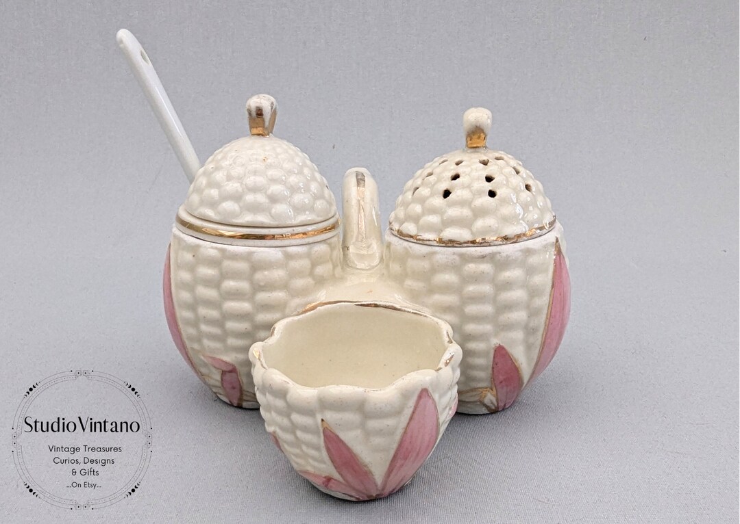 1940s, Condiment Set, Cruet Set, Vintage German Ceramics, Mustard Pot ...