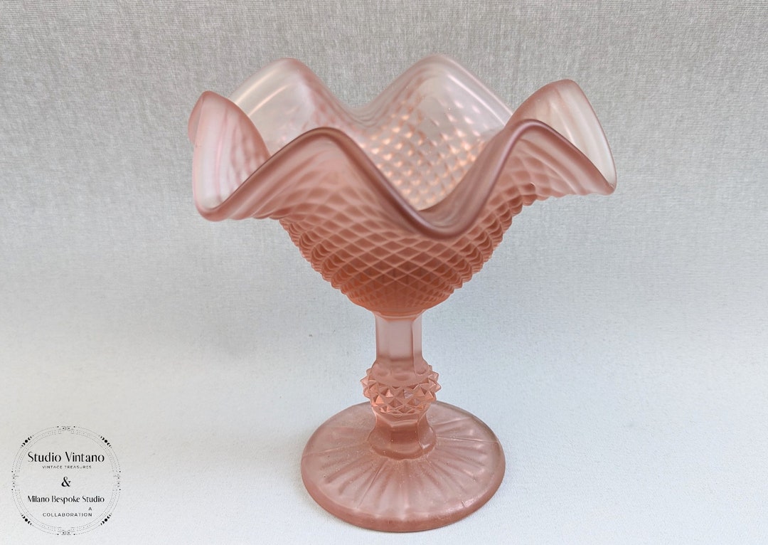 Ivima Frosted Glass Bowl Vintage Kitchen Cloud Glass Vaseline Glass Pink Glass Bowl Sweet