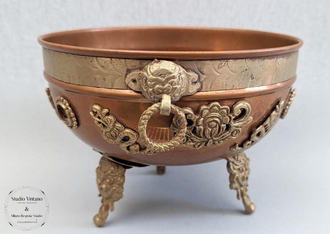 Vintage Copper Ritual Bowl. Copper, Brass Cauldron, Smudge Stick Bowl ...