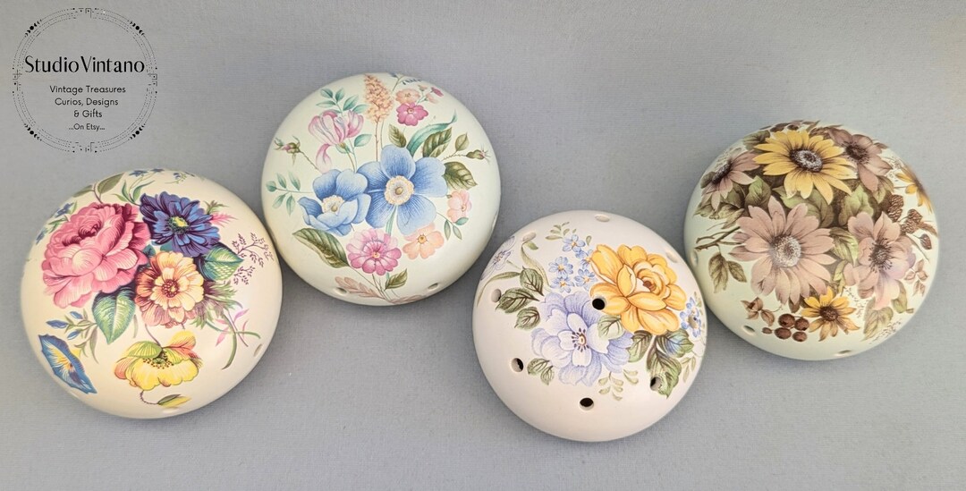 Set of 4 Vintage Floral Ceramic Pomanders: DIY Pot-pourri - Etsy
