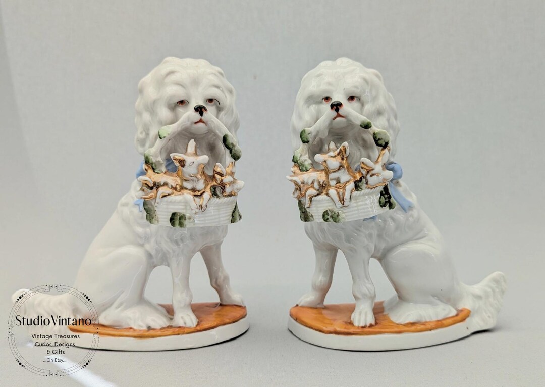 Antique Victorian German Porcelain Mantle Dogs: Poodle Pair - Etsy