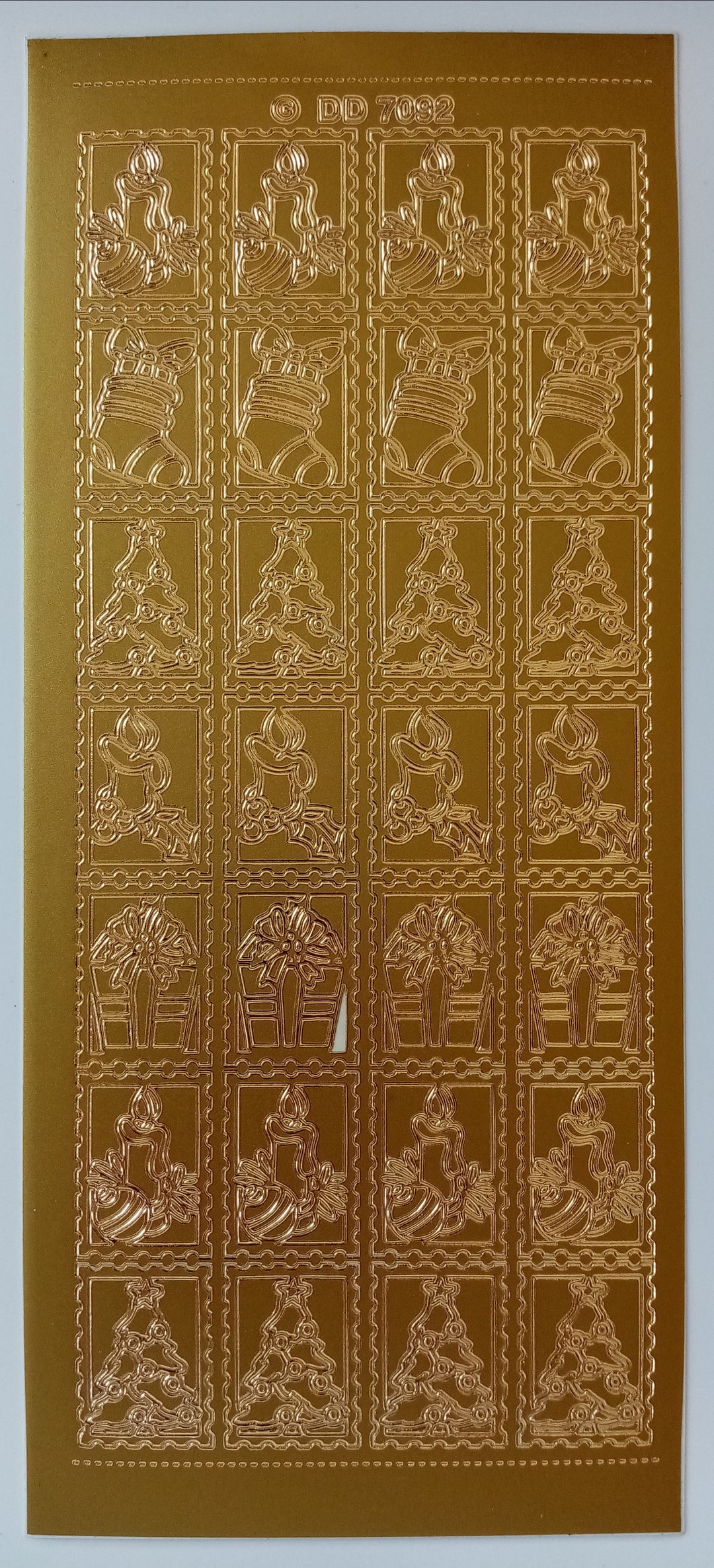 Tree Candle Present Postal Stamp Peel off Gold and Silver - Etsy