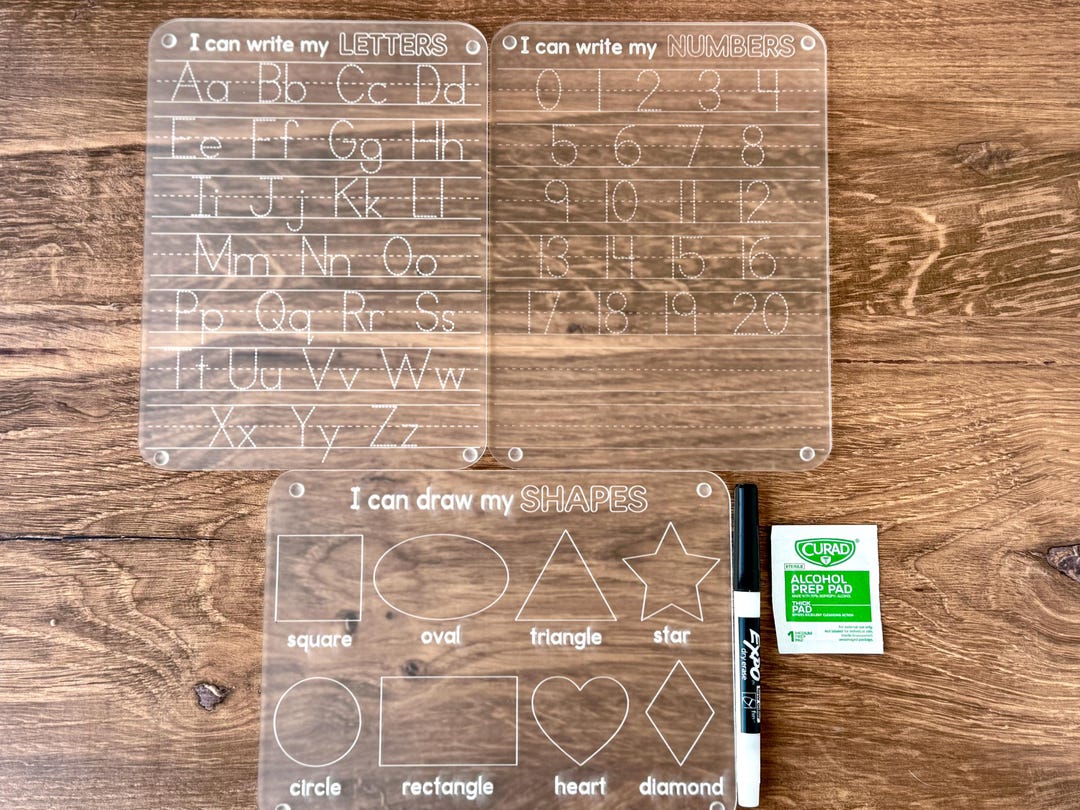 Letter Tracing Board Bundle, Shapes, Letter, and Number Tracing Boards ...