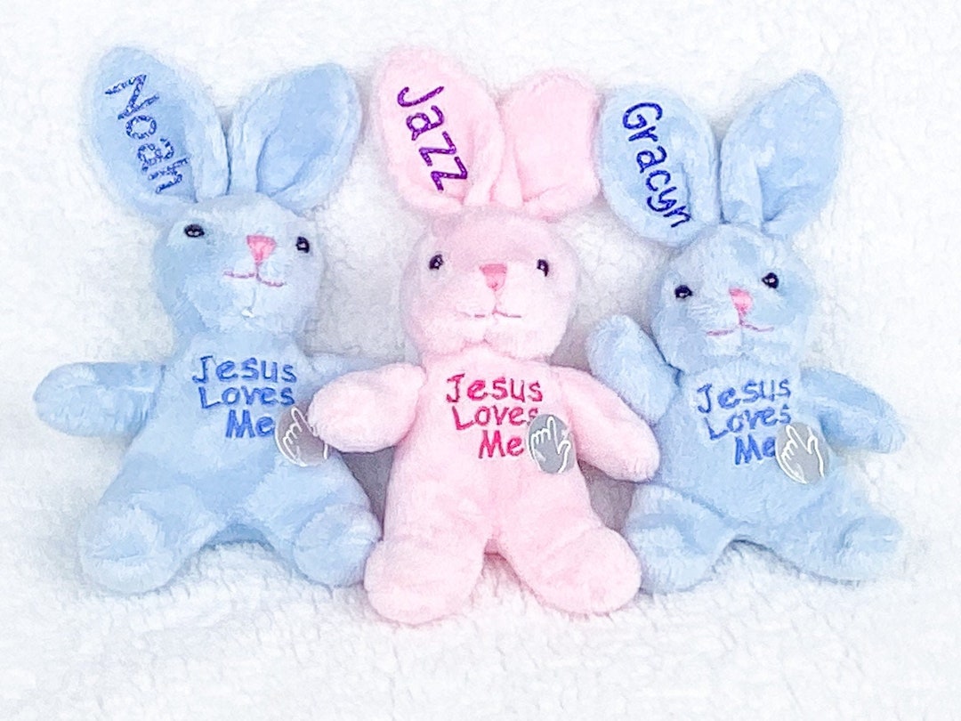 Musical Easter Bunny Personalized, Jesus Loves Me Stuffed Animal Easter ...