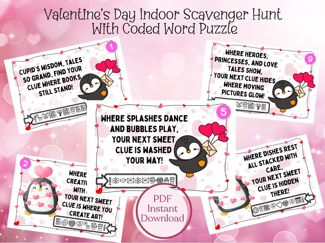 Indoor Valentine's Day Scavenger Hunt, Fun Family Valentine Games at ...