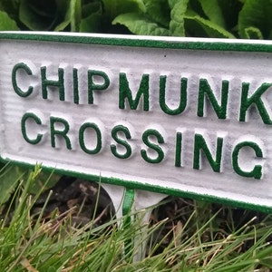Chipmunk Crossing Garden Sign – Cast Aluminum Yard Stake, Handmade in ...