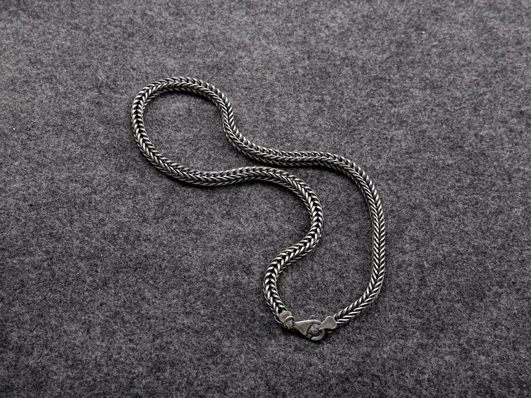 Men's Foxtail Silver Necklace, Men's Foxtail Chain, Women's Silver ...