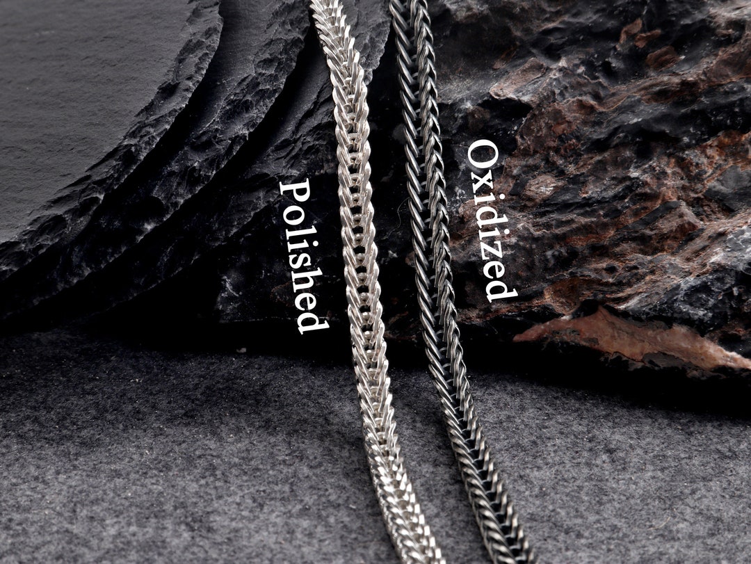 Silver Foxtail Chain, Sterling Silver Oxidized Foxtail Chain, Foxtail ...