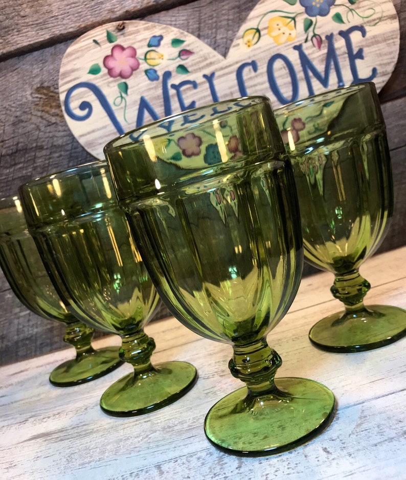Set of 4 four Stunning Vintage Libbey Duratuff OLIVE GREEN - Etsy