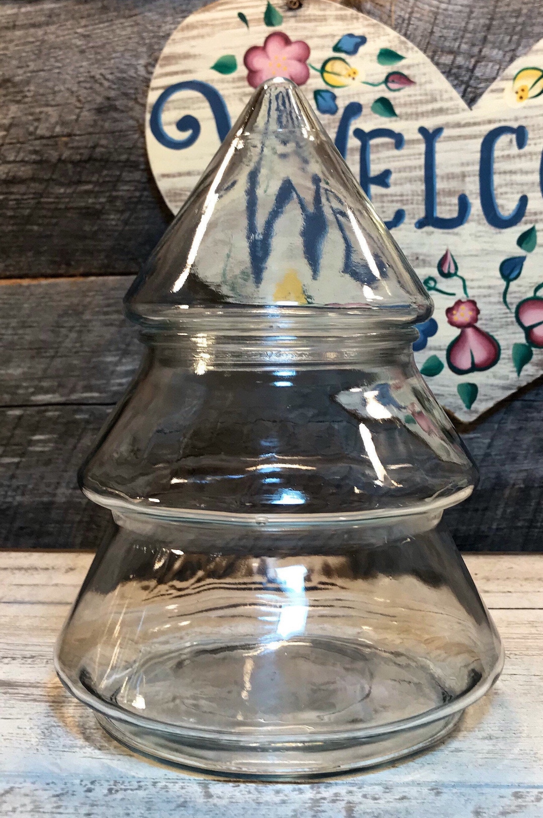 9.5" Tall LARGE Glass Christmas Tree Apothecary Jar Christmas Decor ...