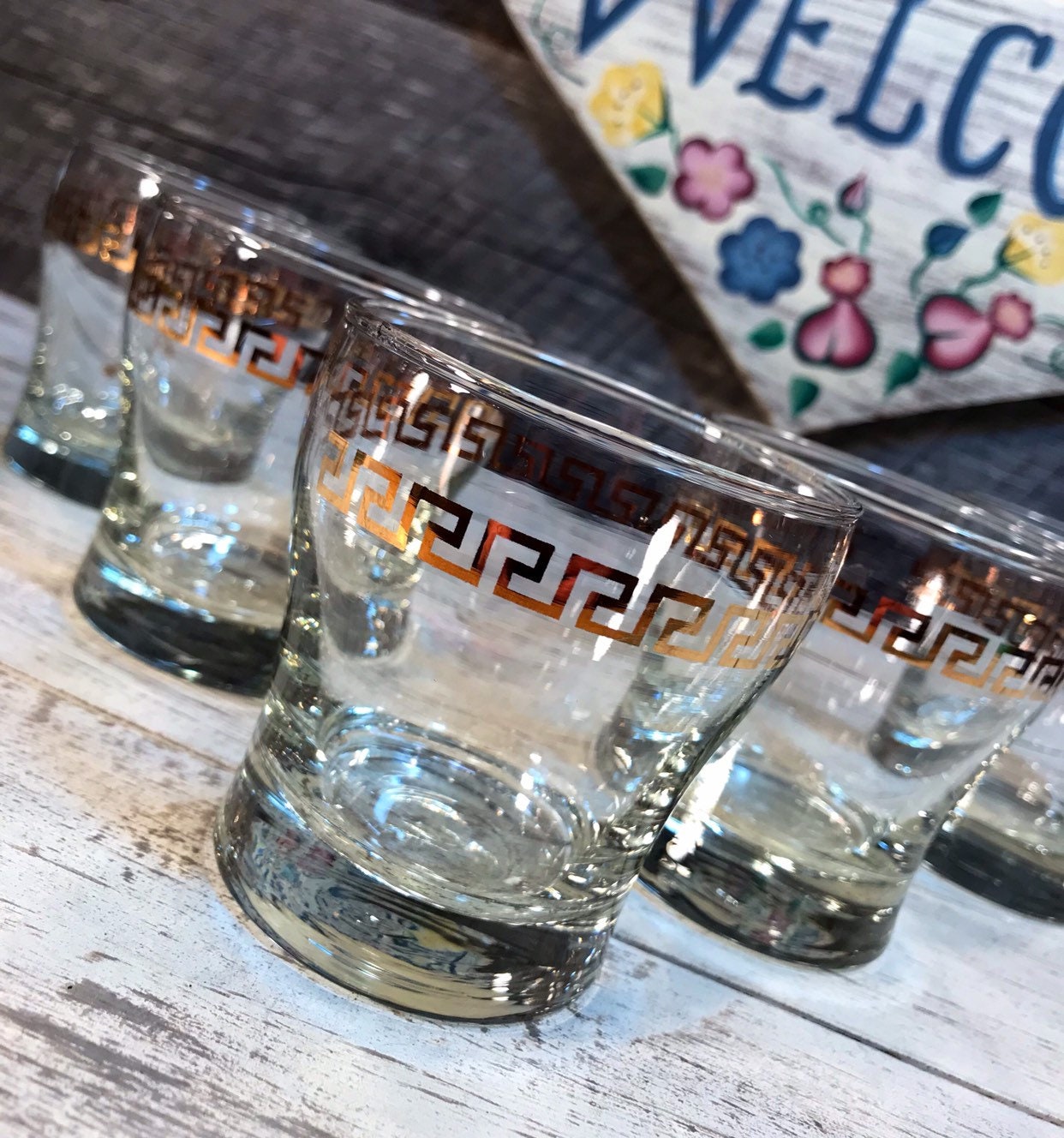 1960's Set of 5 Libbey Greek Key Coffee Cups or Whiskey - Etsy