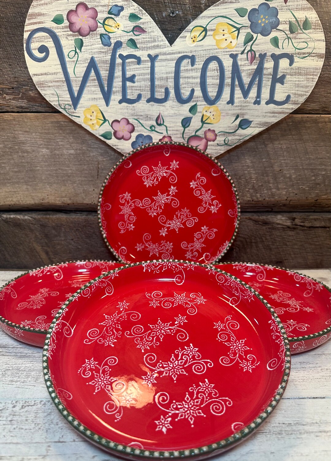 Set of 4 (four) Beautiful Temptations Festive Floral Lace Christmas ...