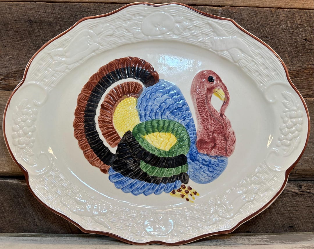 1950s Beautiful Vintage Turkey Platter by California Pottery ...