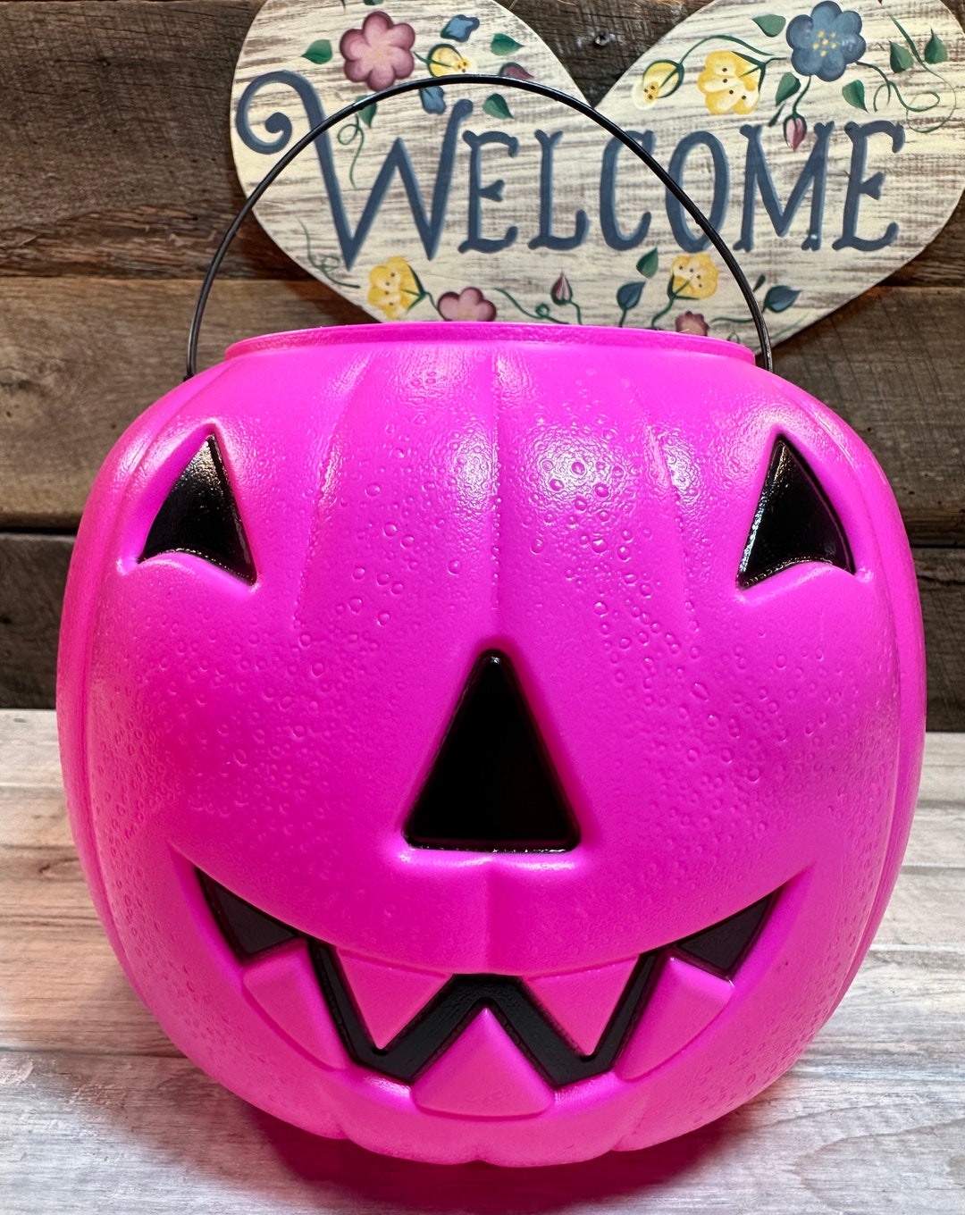 1980s General Foam Plastics Blow Mold PINK Jack O’ Lantern Candy Bucket ...