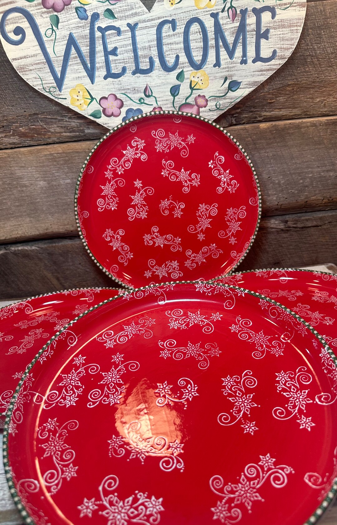 Set of 4 (four) Beautiful Temptations Festive Floral Lace Christmas ...