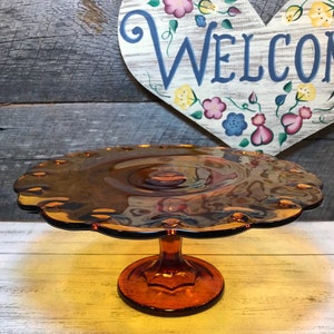 GORGEOUS Amber Teardrop CAKE STAND With Scalloped Edge Made by - Etsy