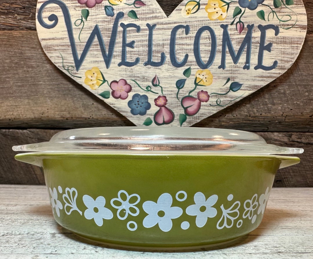 Vintage Spring Blossom Crazy Daisies 1 Pint Pyrex Baker With Lid 471 ...