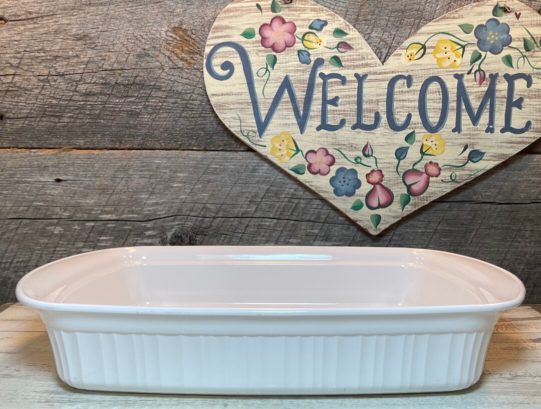 LARGE 13”x 9” French White 3 Quart Rectangular Roaster by Corningware ...