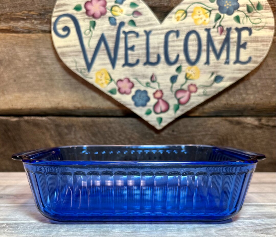 Sculptured Cobalt Blue PYREX Glass Originals Square Baking Dish ...