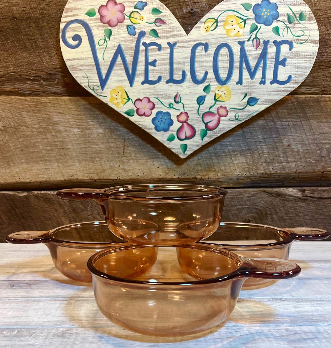 Set of 4 (four) Corningware Visions Amber Grab-it Bowls, Visions ...