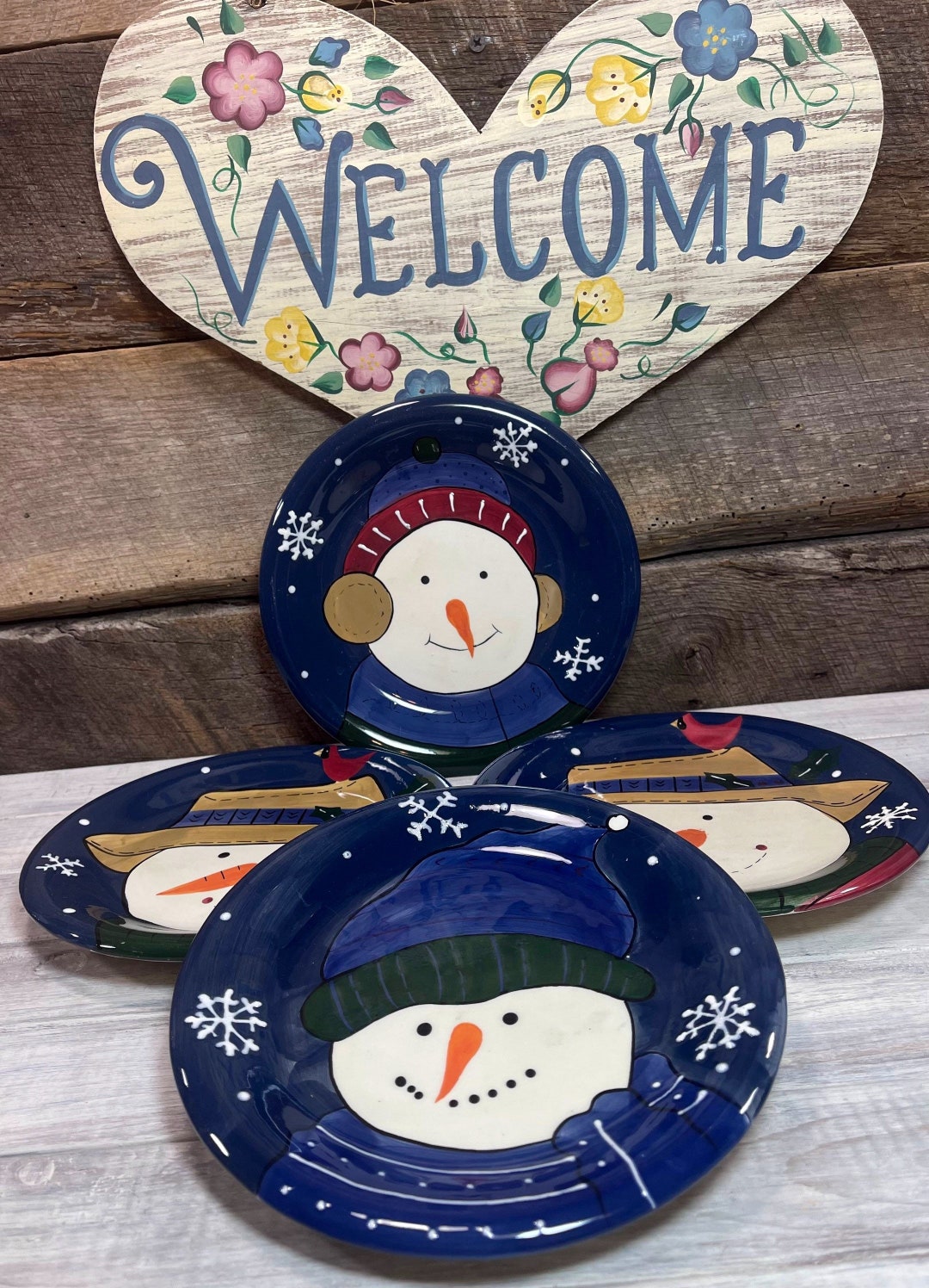 Set of 4 (four) Salad/dessert Plates From the Snow Friends Collection ...