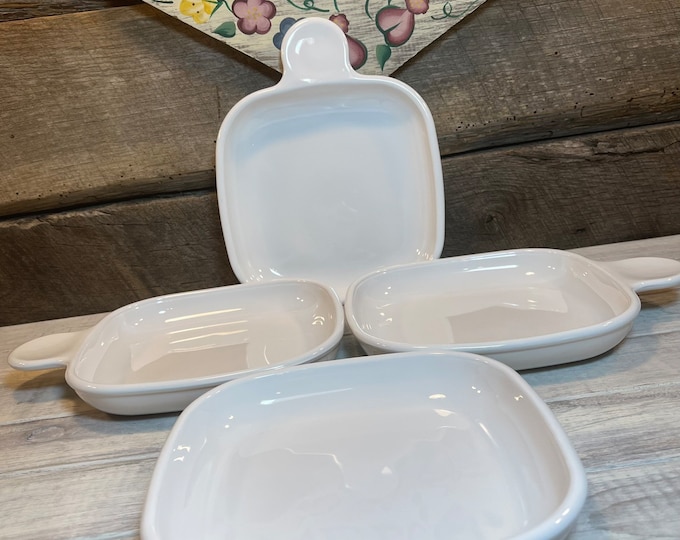 Set of 4 (four) Corningware Square Snack-it White Coupe Plates, Centura ...