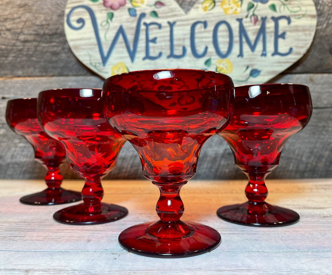 Set of 4 FOUR Fenton RUBY RED-Agua Caliente-Georgian | Etsy