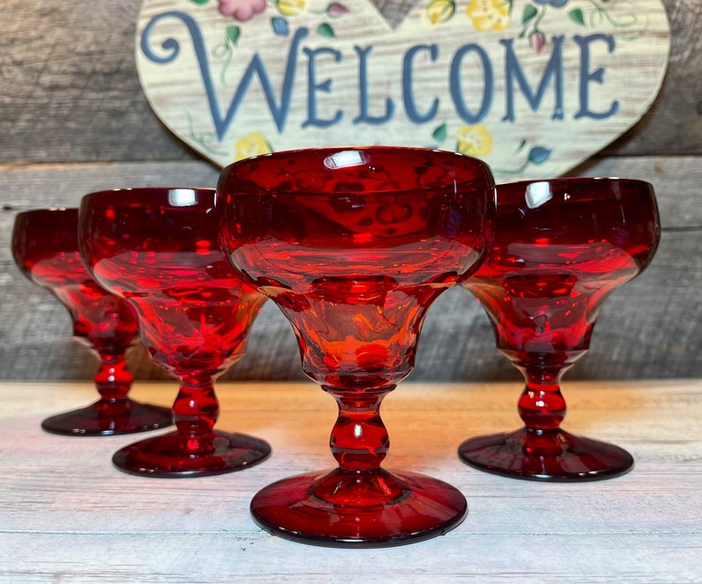 Set of 4 FOUR Fenton RUBY Red-agua Caliente-georgian | Etsy