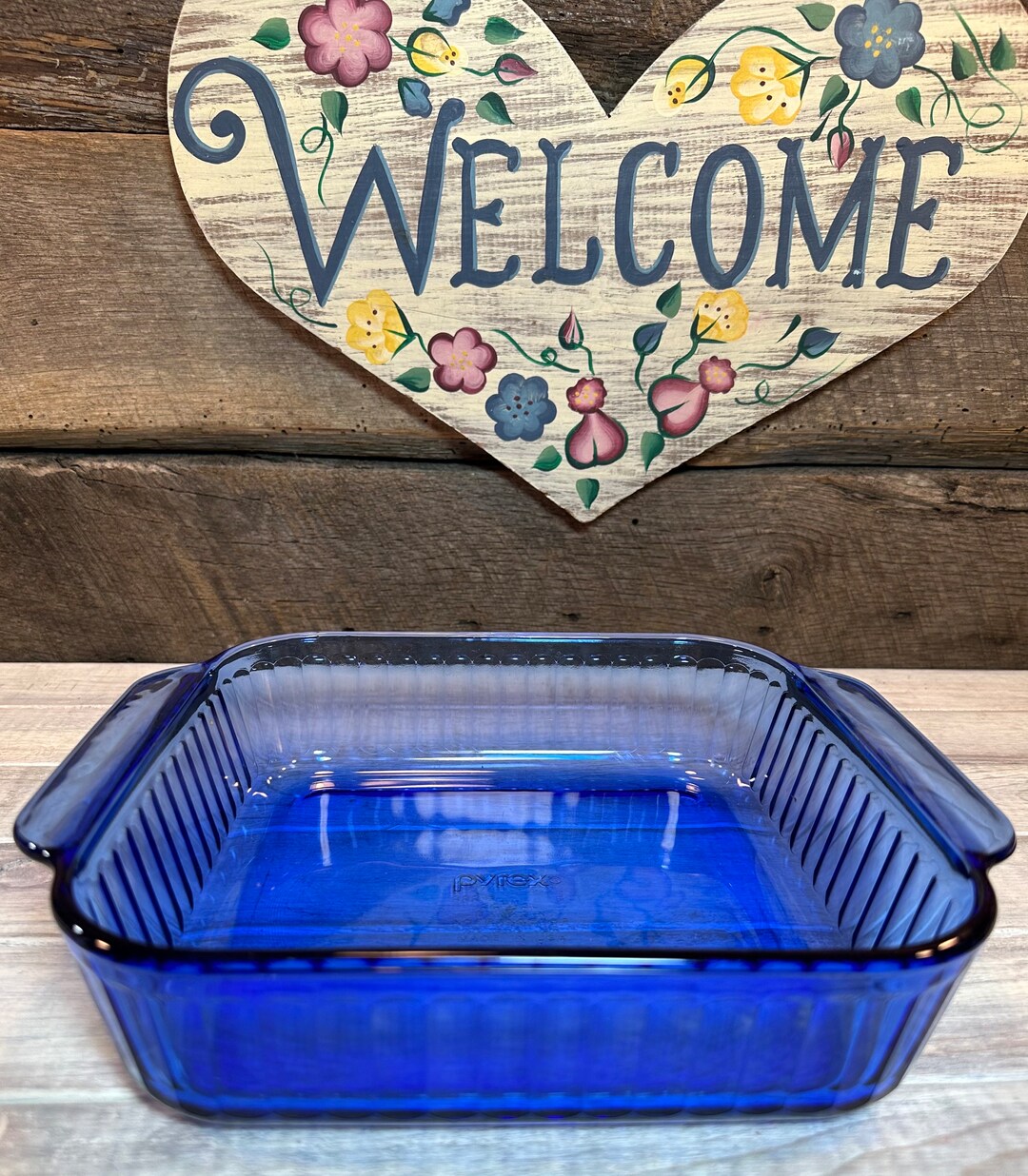Sculptured Cobalt Blue PYREX Glass Originals Square Baking Dish ...