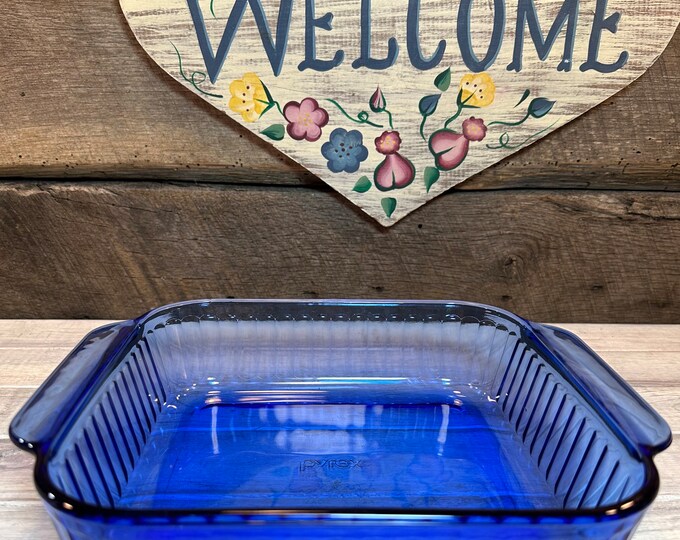 Sculptured Cobalt Blue PYREX Glass Originals Square Baking Dish ...