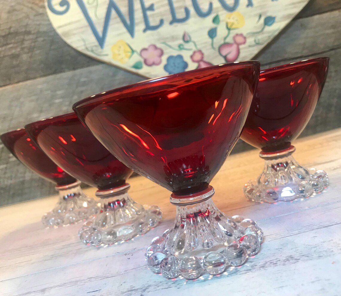 Set of 4 four rare Beautiful Boopie RED Champagne/tall - Etsy