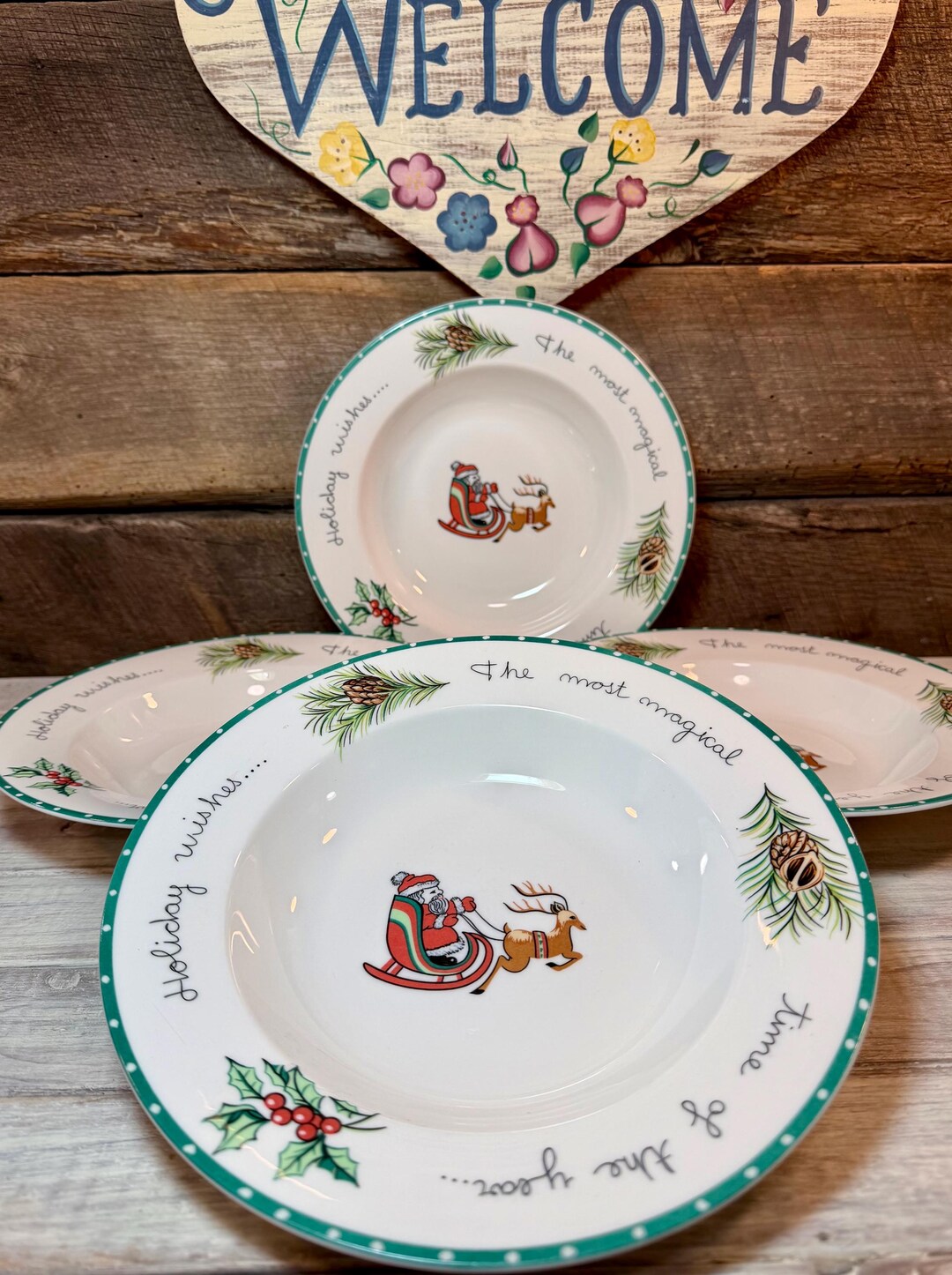 Set of 4 (four) Christmas Wish Large Rim Soup/salad BOWLS by MIKASA ...