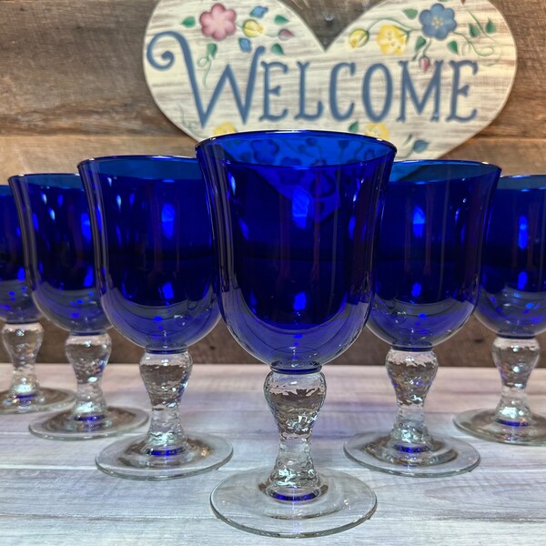 Cobalt Blue Goblets - Etsy