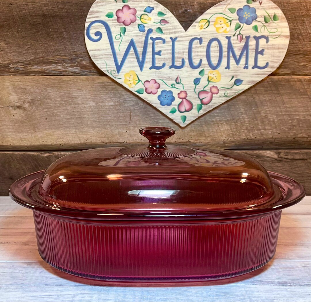 Beautiful Visions Cranberry LARGE 4 Quart Oval ROASTER With Lid by ...